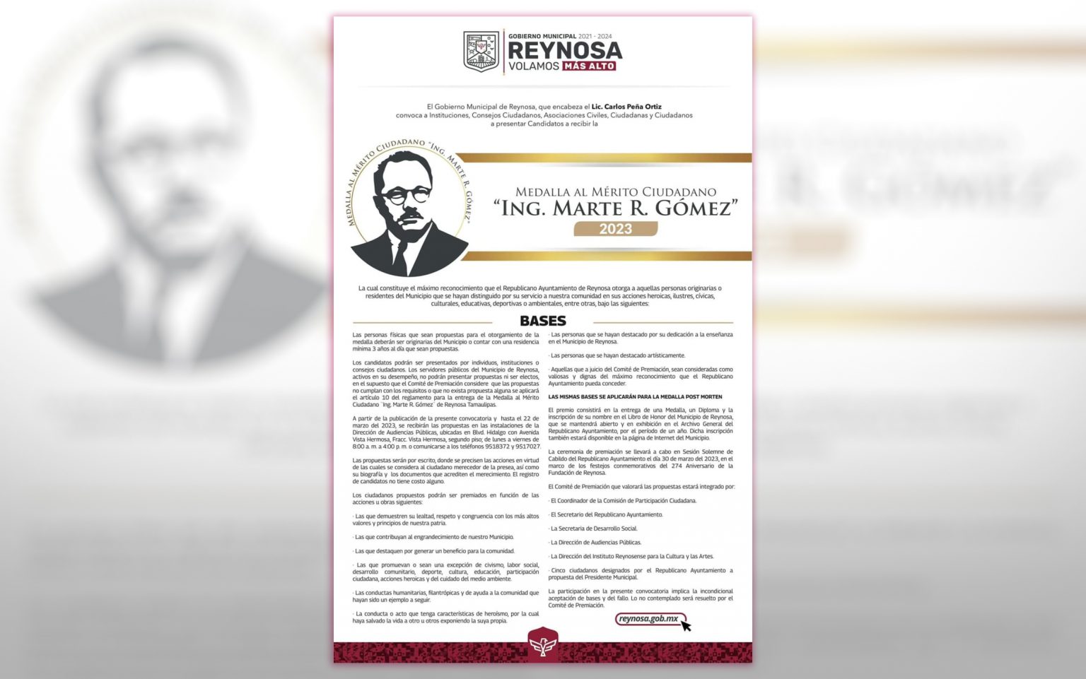 Entregará Gobierno de Reynosa Medalla al Mérito Ciudadano “Marte R ...